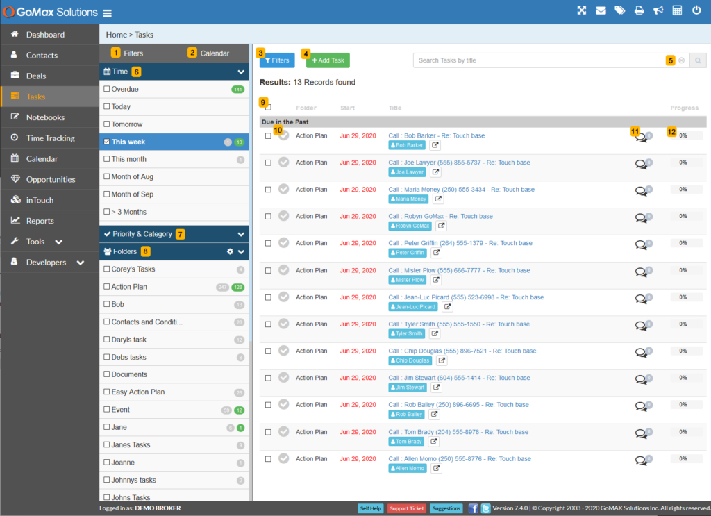 Tasks > Summary | GoMax CRM Documentation